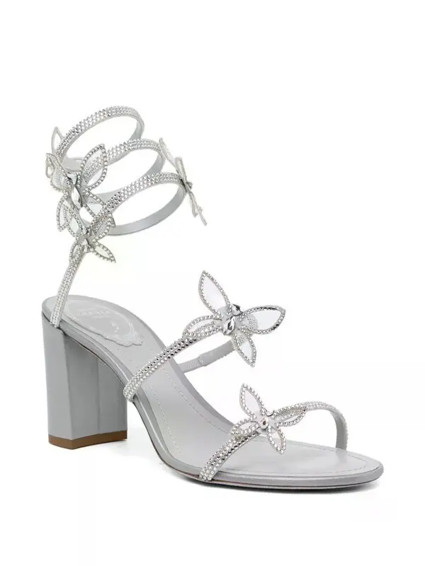 Rene Caovilla 80mm Crystal-embellished Sandals - Grey