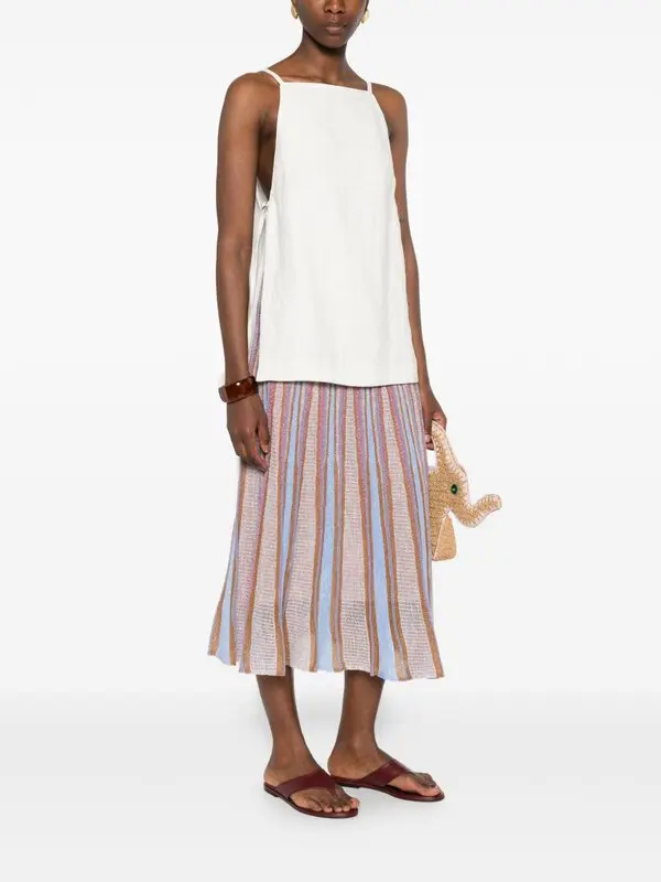 FORTE_FORTE Pleated Long Skirt With Striped Pattern - Multicolor