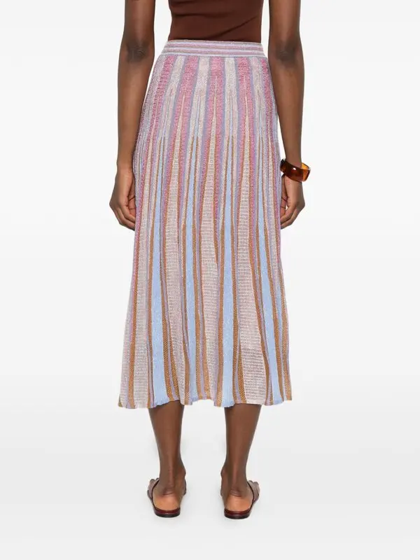 FORTE_FORTE Pleated Long Skirt With Striped Pattern - Multicolor