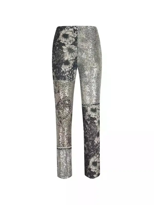MAISON MARGIELA Sequin Embellished Patchwork Trousers - Silver