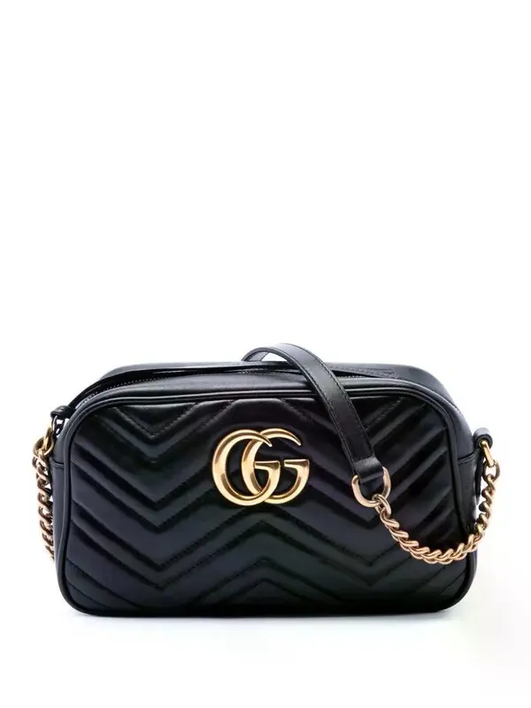 Gucci Small Gg Marmont Matelassé Calfskin Crossbody Bag - Black