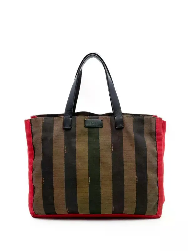 Fendi Pequin Canvas Shopping Tote Bag - Brown