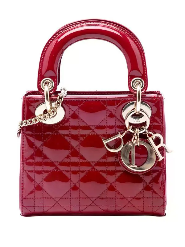 Dior Patent Cannage Lady Mini Satchel - Red
