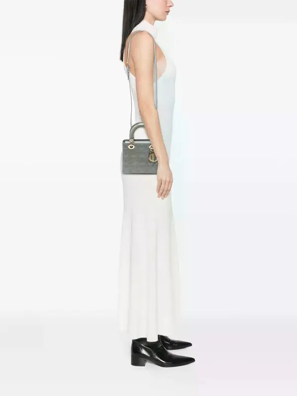Dior Small Patent Cannage Lady Satchel - Grey