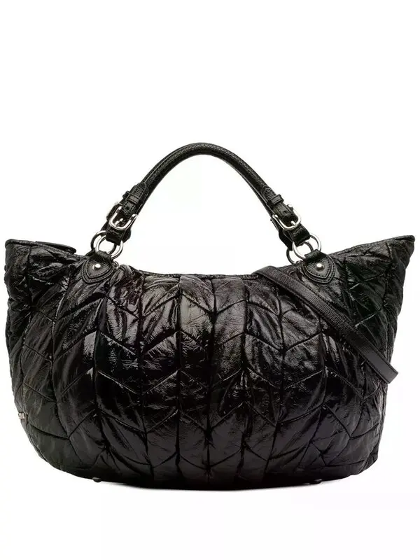 Miu Miu Quilted Patent Leather Hobo Satchel