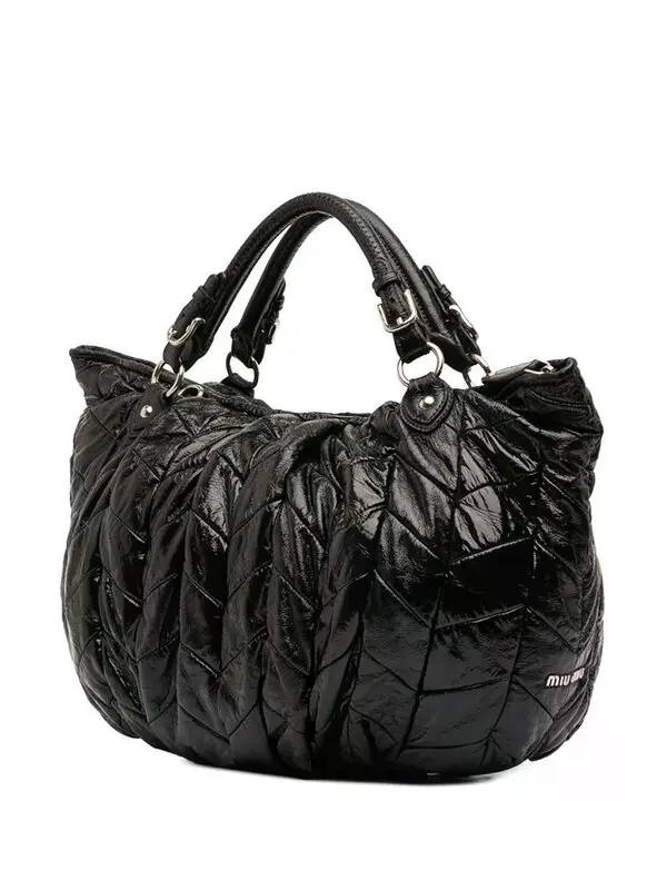 Miu Miu Quilted Patent Leather Hobo Satchel