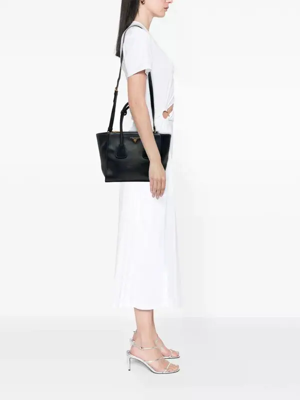 Prada Glace Calf Twin Pocket Double Handle Satchel