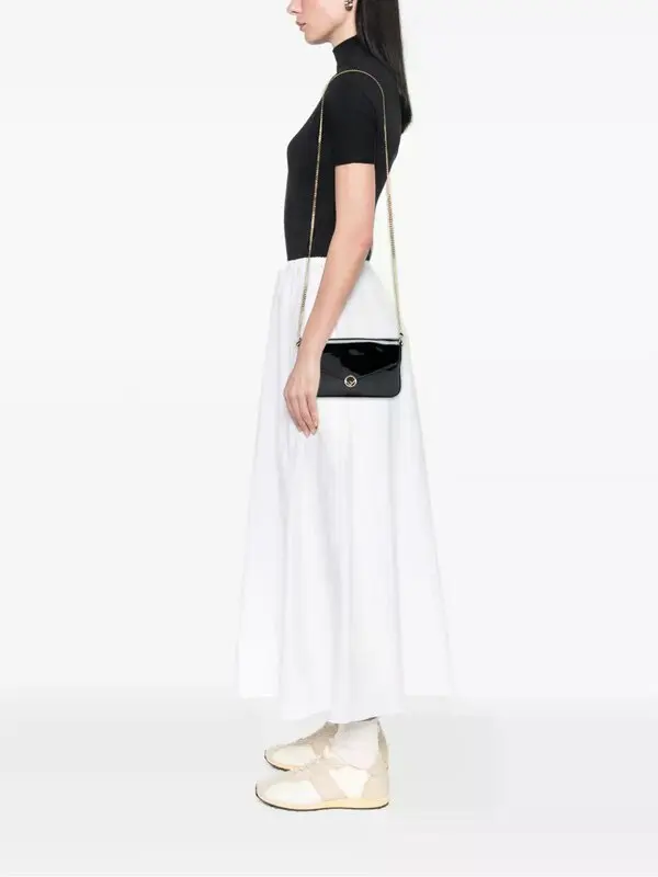 Fendi 2010-2026 Patent F Is Envelope Wallet On Chain Crossbody Bag - Black