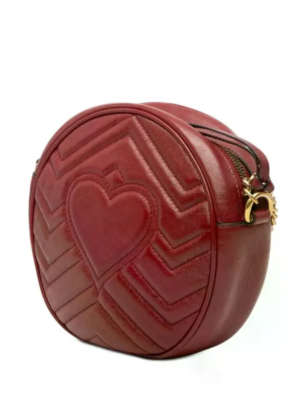 Gucci Mini Gg Marmont Matelasse Leather Round Crossbody Bag - Red
