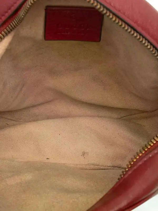 Gucci Mini Gg Marmont Matelasse Leather Round Crossbody Bag - Red