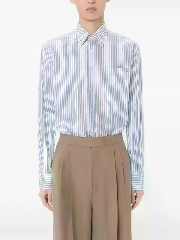 Valentino Garavani Cotton Poplin Shirt With Vgold Stripes - White