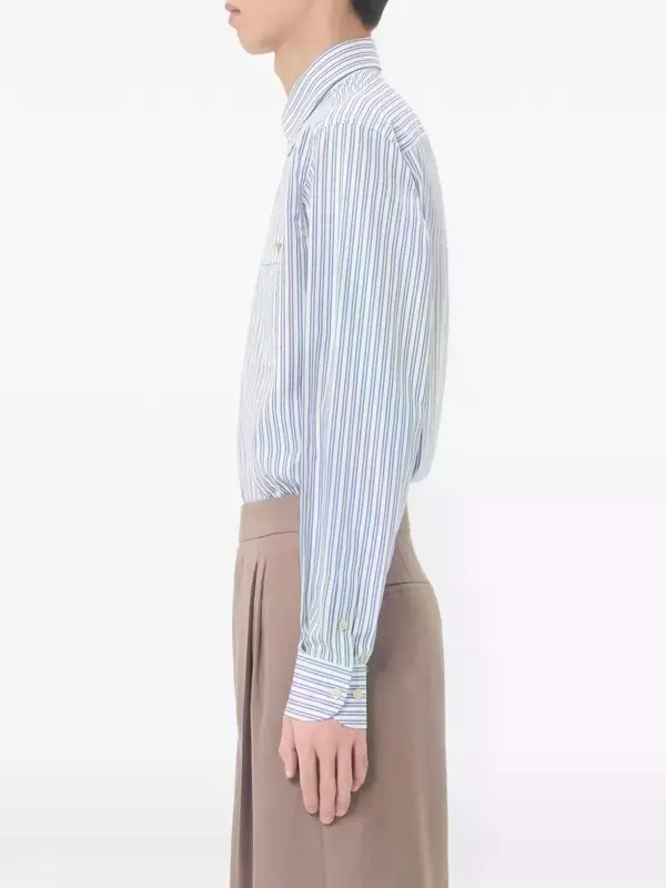 Valentino Garavani Cotton Poplin Shirt With Vgold Stripes - White