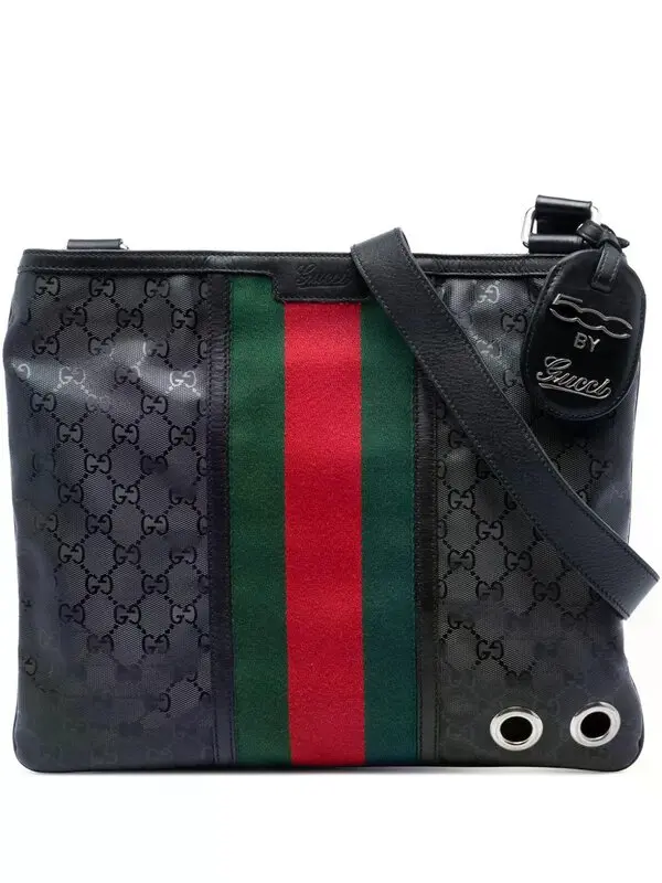 Gucci Medium Gg Imprime Web Messenger Bag - Black