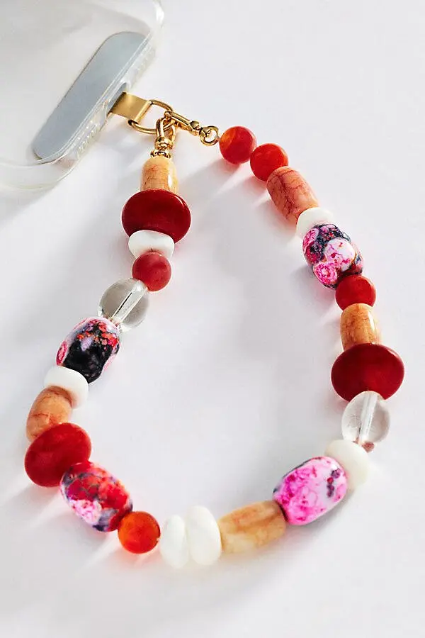 Anthropologie Multi-stone Phone Cha - Red Mix