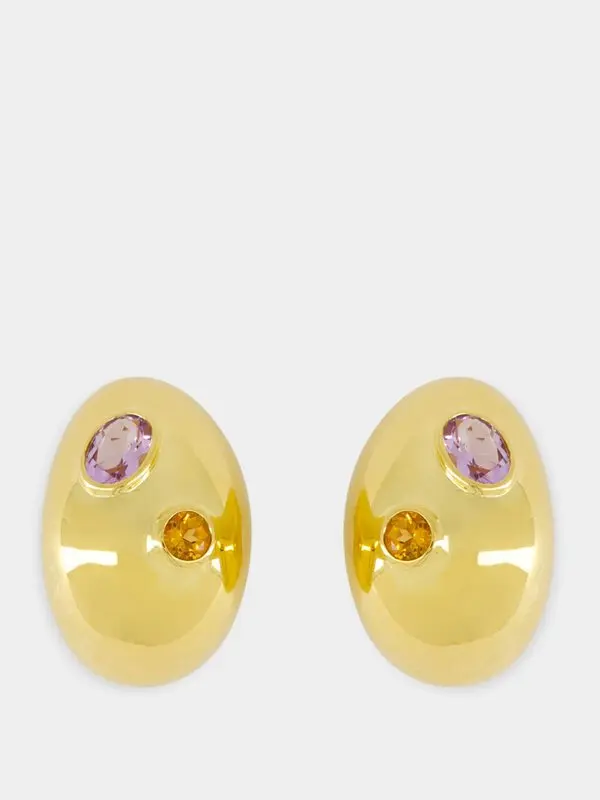 LIZZIE FORTUNATO Mini Arp Earrings With Amethyst And Citrine - Gold