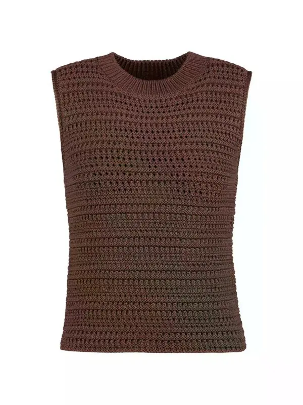 TOD'S Crochet Knit Sleeveless Top - Brown