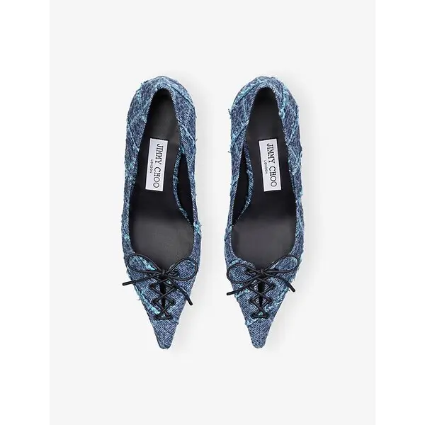 JIMMY CHOO Scarlett 50 Crosshatch Pumps - Denim