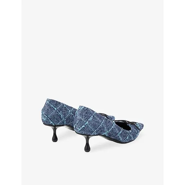JIMMY CHOO Scarlett 50 Crosshatch Pumps - Denim