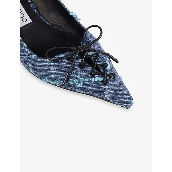 JIMMY CHOO Scarlett 50 Crosshatch Pumps - Denim