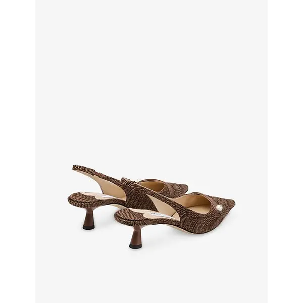 JIMMY CHOO Amita 45 Slingback Raffia Heeled Pumps