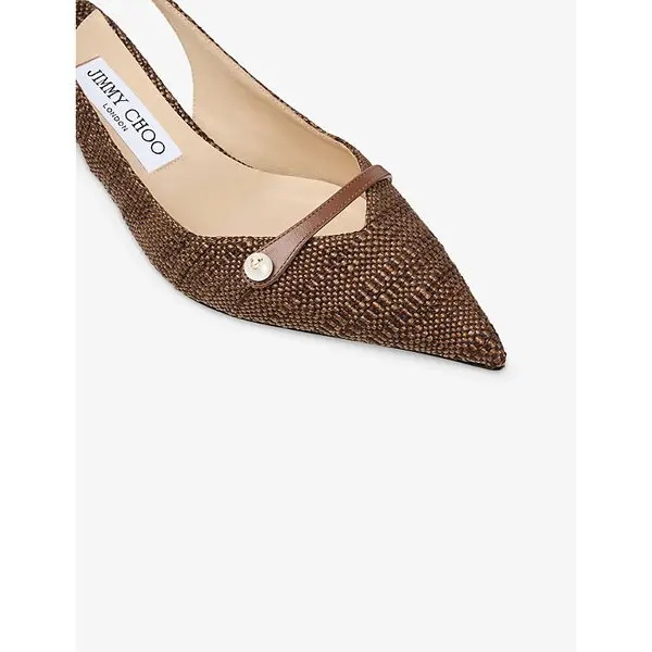 JIMMY CHOO Amita 45 Slingback Raffia Heeled Pumps
