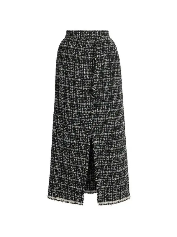 Erdem Tweed Frayed-edge Pencil Skirt