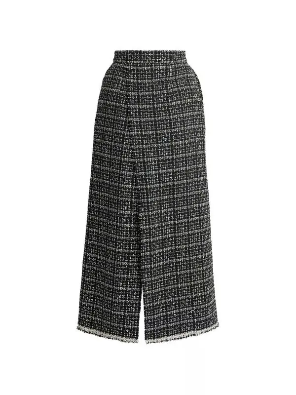 Erdem Tweed Frayed-edge Pencil Skirt - Black