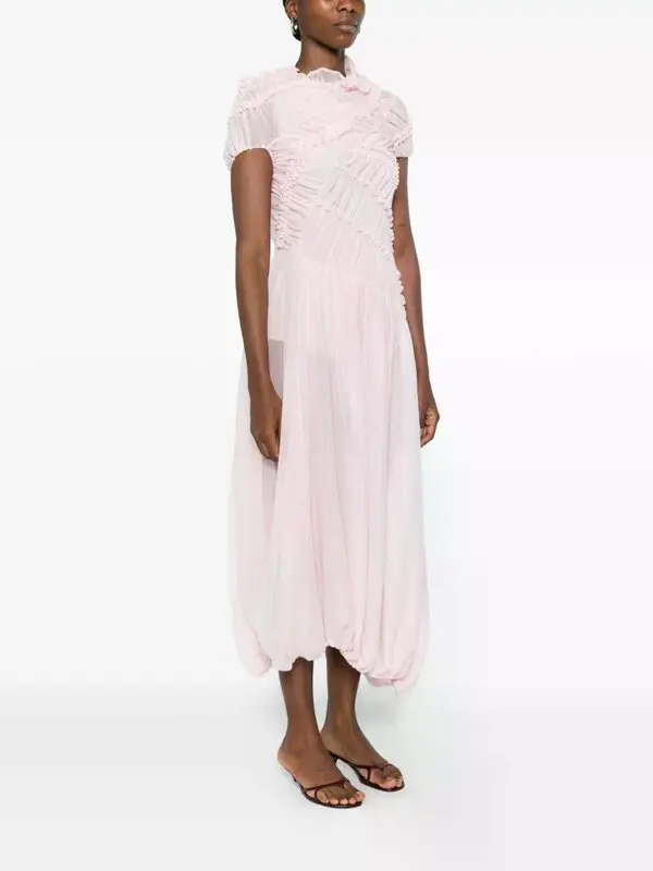 Magda Butrym Ruched Midi Dress With Ruffled Trim