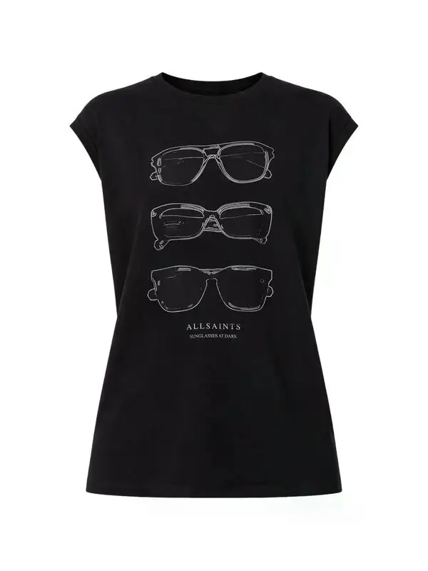 ALLSAINTS Graphic Print Cap Sleeve T-shirt - Black