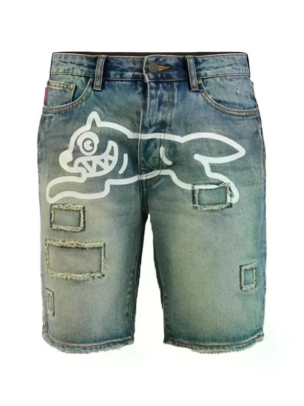 ICECREAM Graphic-print Denim Shorts - Blue