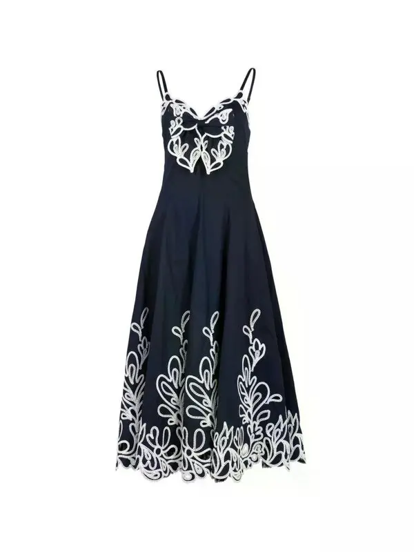 Cinq À Sept Paisley Bloom Embroidered Midi Dress - Blue