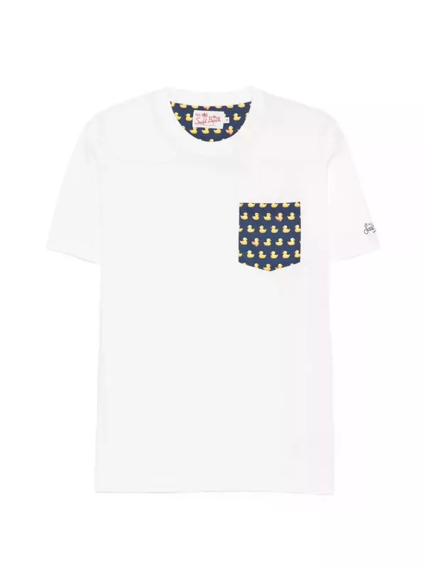 MC2 SAINT BARTH Blanche Duck-print Pocket T-shirt - White