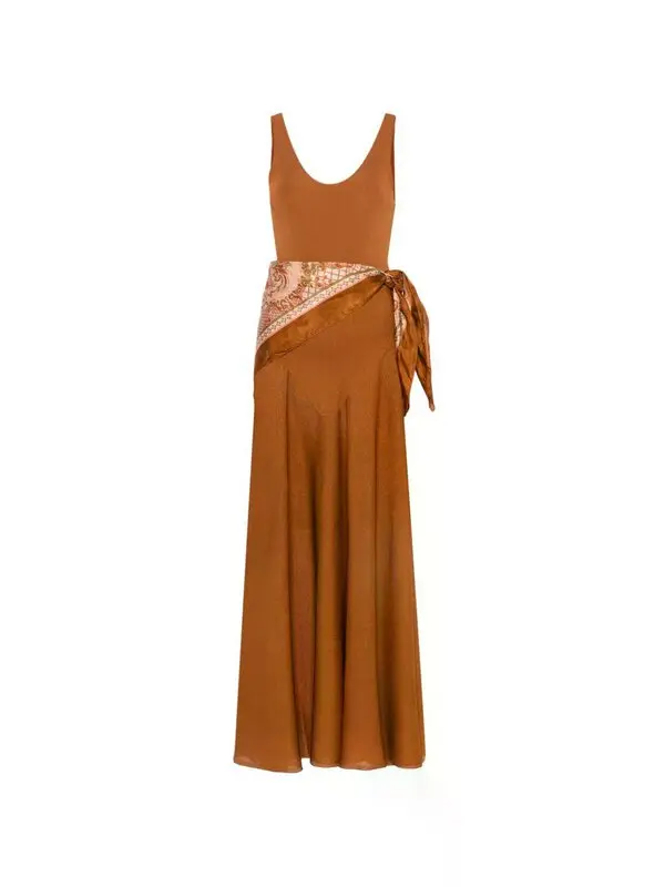 Zimmermann Sleeveless Paisley Print Dress With Scarf Detail - Brown