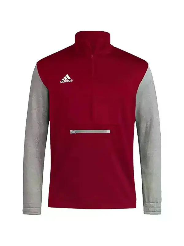Adidas Logo Print Quarter-zip Jacket - Red