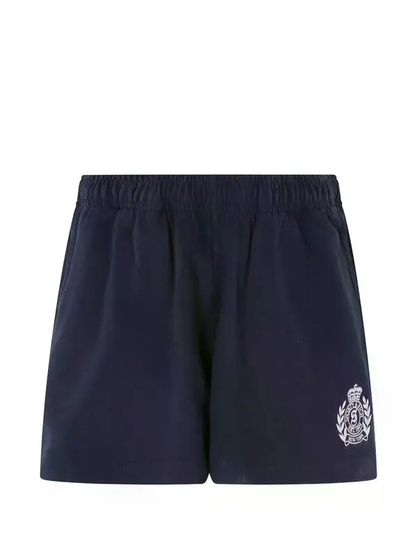 SPORTY & RICH Logo Print Elasticated Waist Shorts - Blue