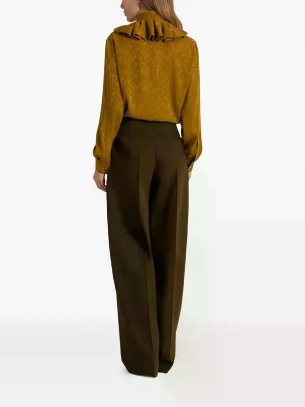 Alberta Ferretti Mustard Floral Ruffle Shirt