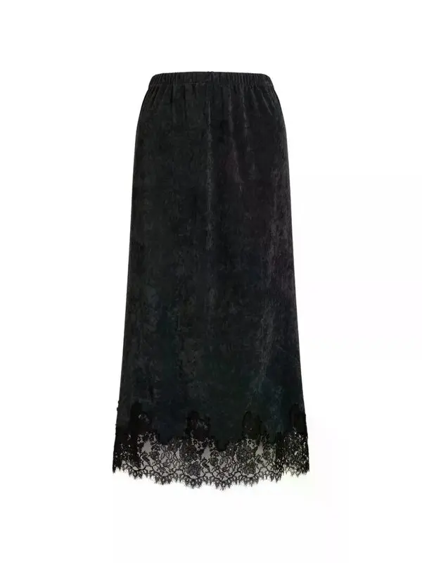 Alberta Ferretti Lace-trim Midi Skirt - Grey