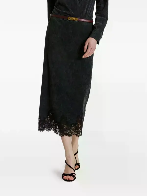 Alberta Ferretti Lace-trim Midi Skirt