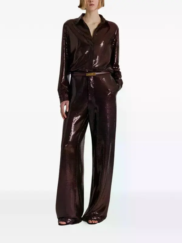 Alberta Ferretti Sequin-embellished Wide-leg Trousers