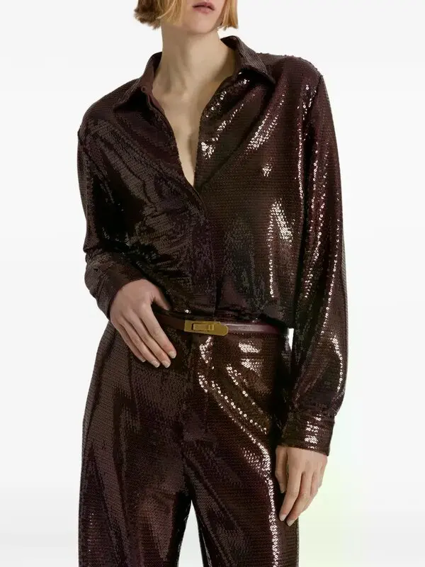 Alberta Ferretti Sequin-embellished Wide-leg Trousers