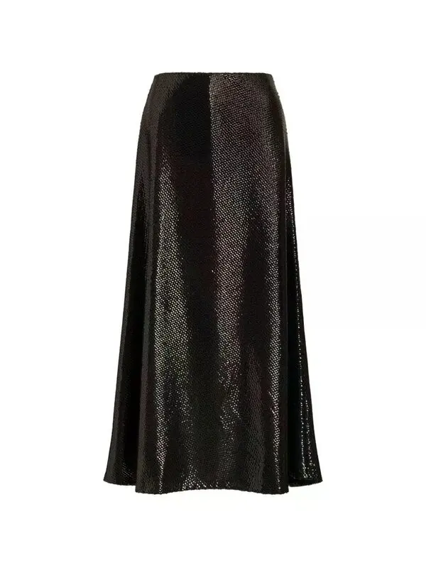 Alberta Ferretti Sequin Embellished A-line Midi Skirt - Black