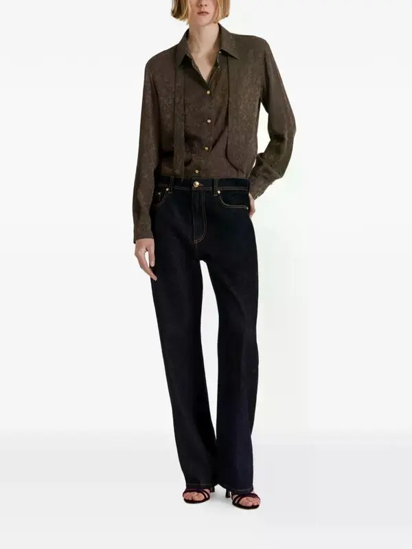 Alberta Ferretti Jacquard Pussy-bow Blouse