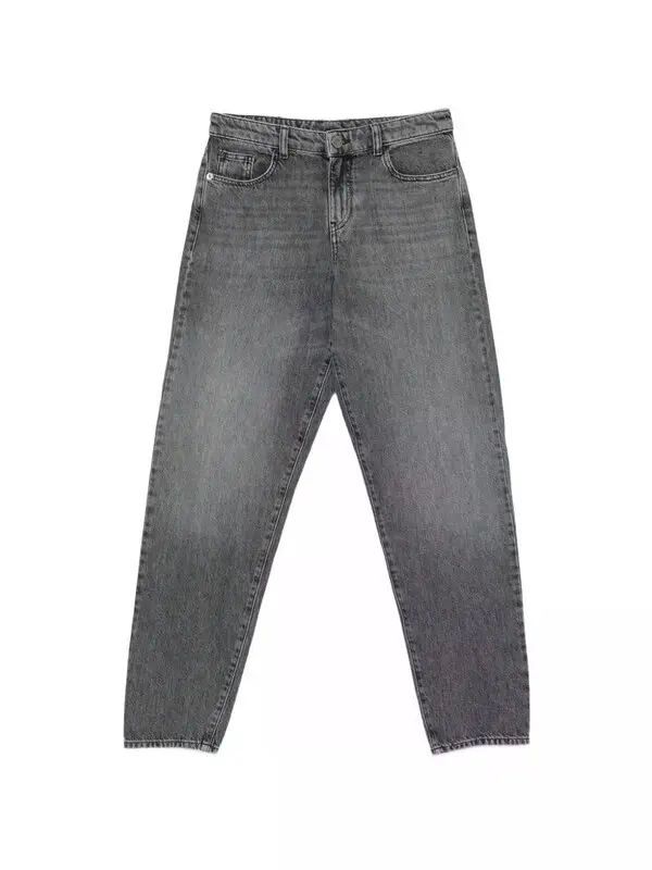 Emporio Armani Faded Wash Jeans With Logo Plaque - Grey