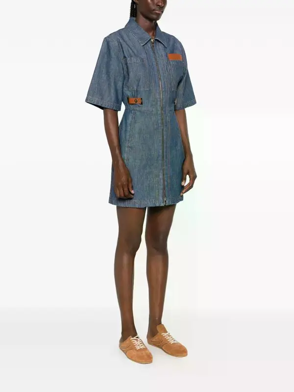Fendi Leather-trim Zip-up Dress