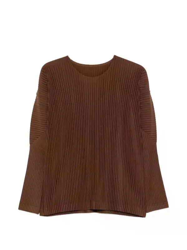 Issey Miyake Color Pleats Pleated Long-sleeve T-shirt - Brown
