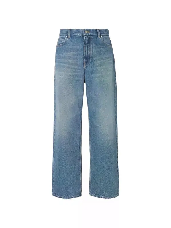 Fendi Logo Patch Straight-leg Jeans - Blue