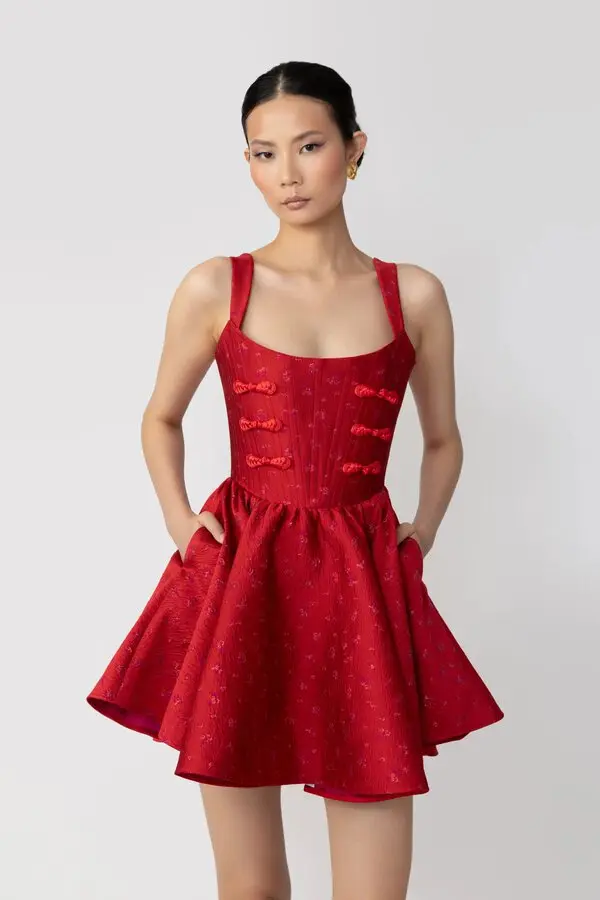 SAU LEE Jolie Jacquard Mini Dress