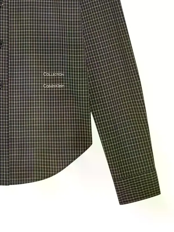 Calvin Klein Check-print Logo Embroidered Shirt - Black