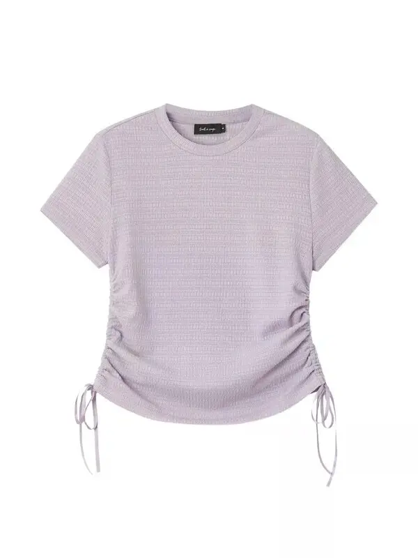 TOUT A COUP Ruched Crewneck T-shirt - Purple