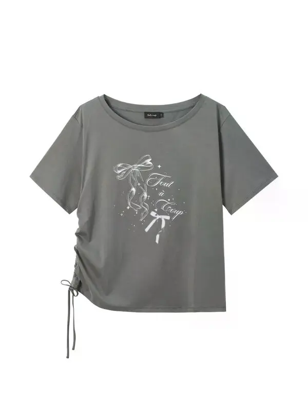 TOUT A COUP Bow-print Cotton T-shirt